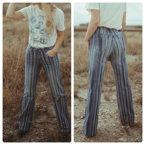 Lucky & Blessed | Jeans | Lucky Blessed Womens High Rise Flare Stripe ...